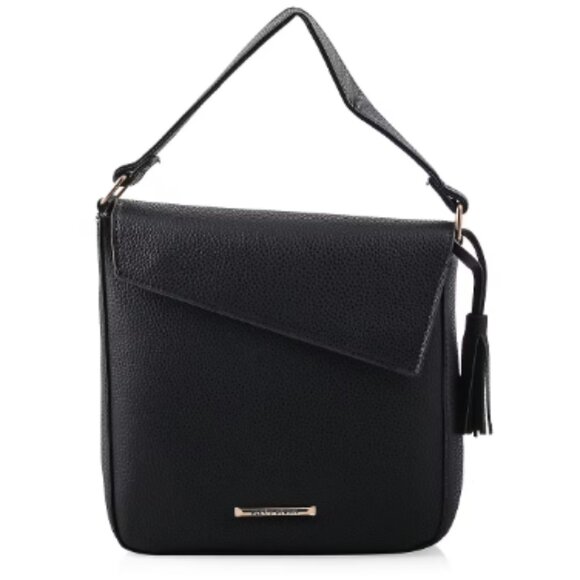 Alexis Bendel | Bags | Alexis Bendel Black Faux Leather Asymmetric Flap ...